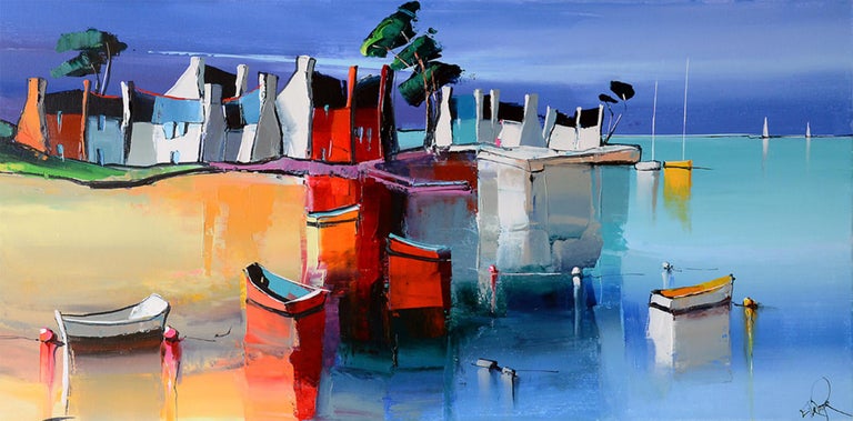 Eric Le Pape - Le Quai Mauve - Ships In The Ocean - Landscape Painting ...