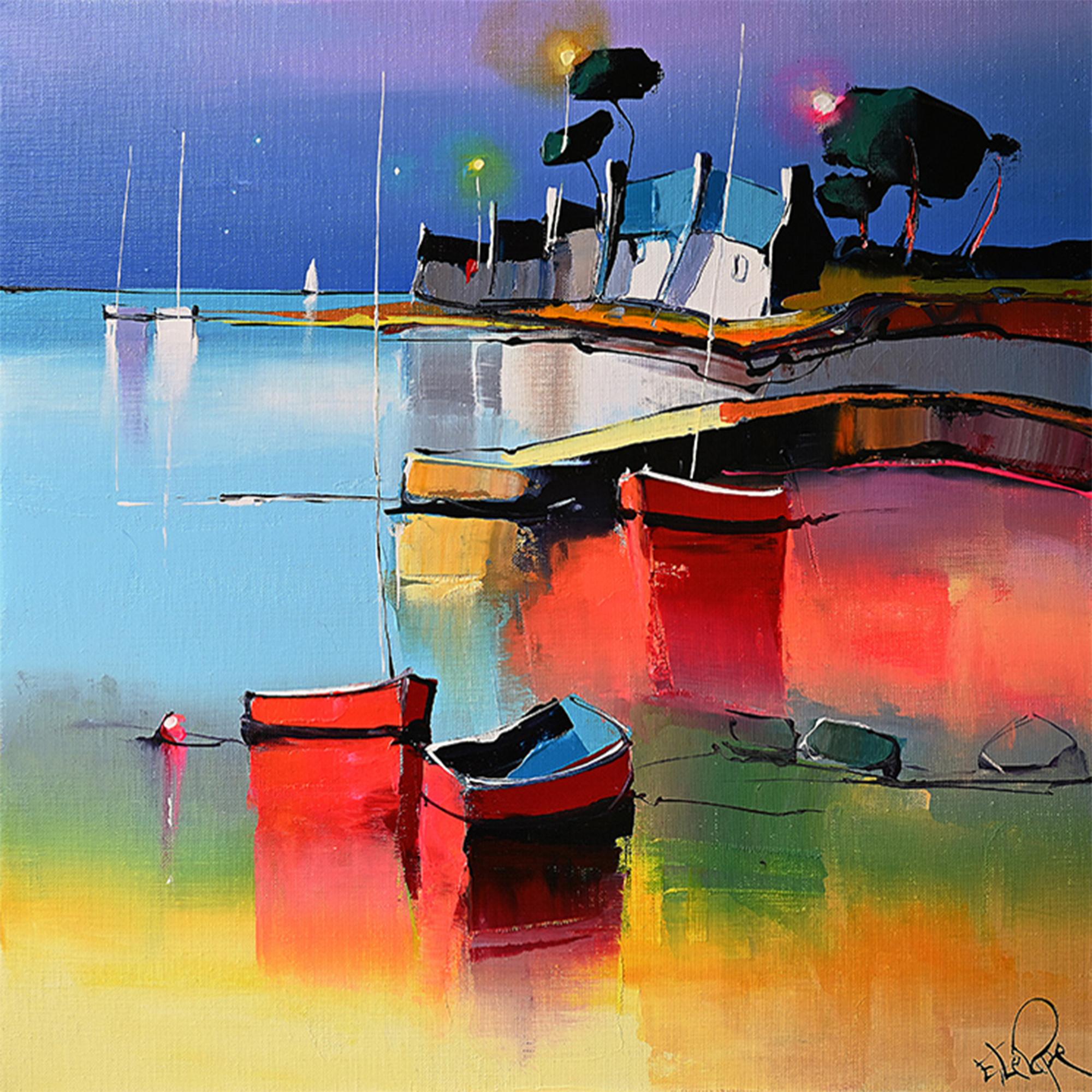 Eric Le Pape - Les 3 Rouges - Ships In The Ocean - Landscape Painting ...