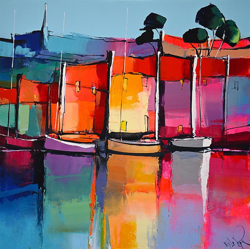 Eric Le Pape - St Tropez - Ships In The Ocean - Landscape Painting by ... Eric Le Pape - St Tropez - Ships In The Ocean - Landscape Painting by ...
