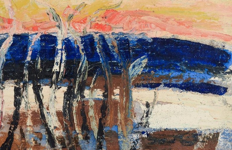 Eric Lundberg, a Listed Swedish Painter. Modernist Landscape, Oil on ...