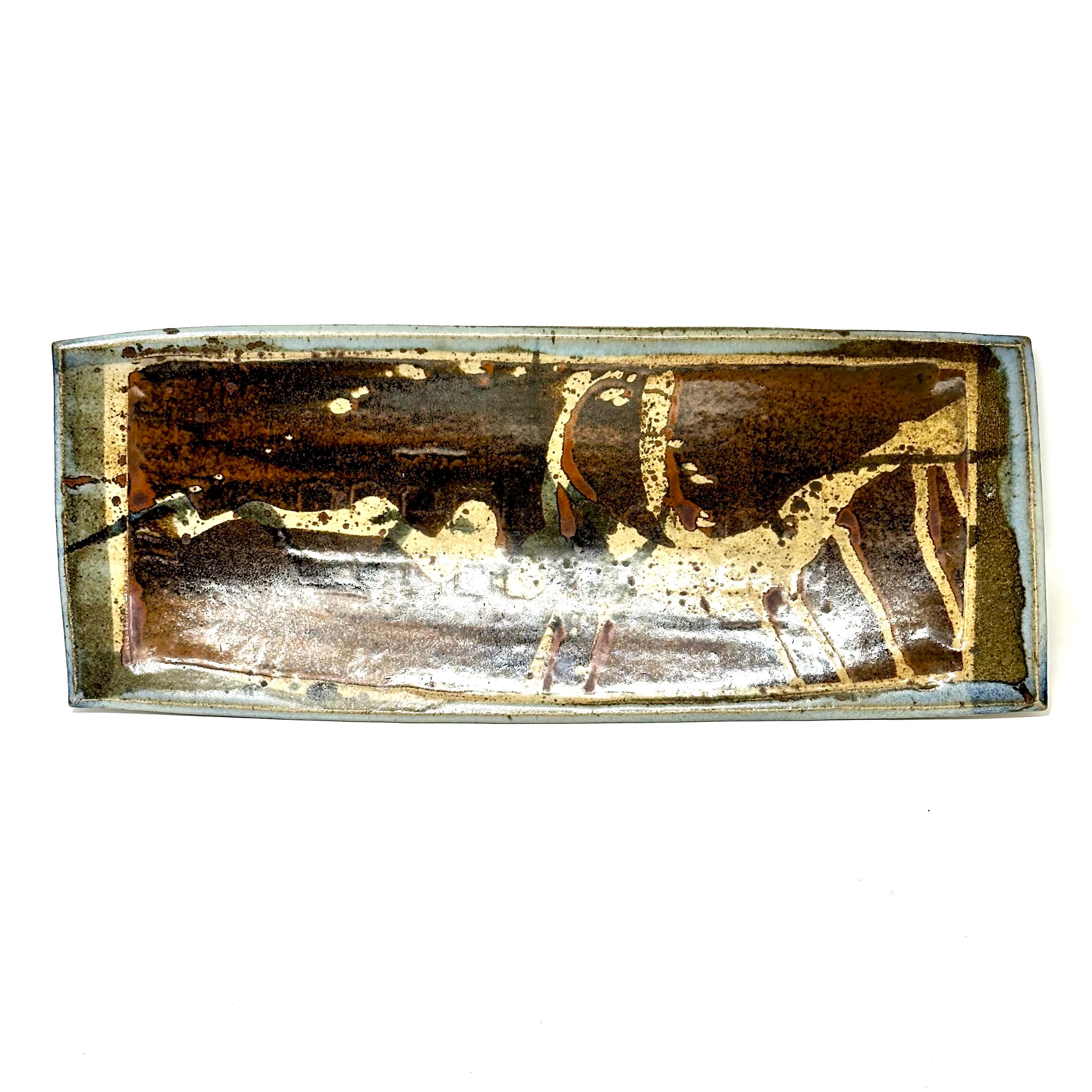 Eric Norstad Mid-Century Painted Slab Pottery Platter, Signed For Sale ...