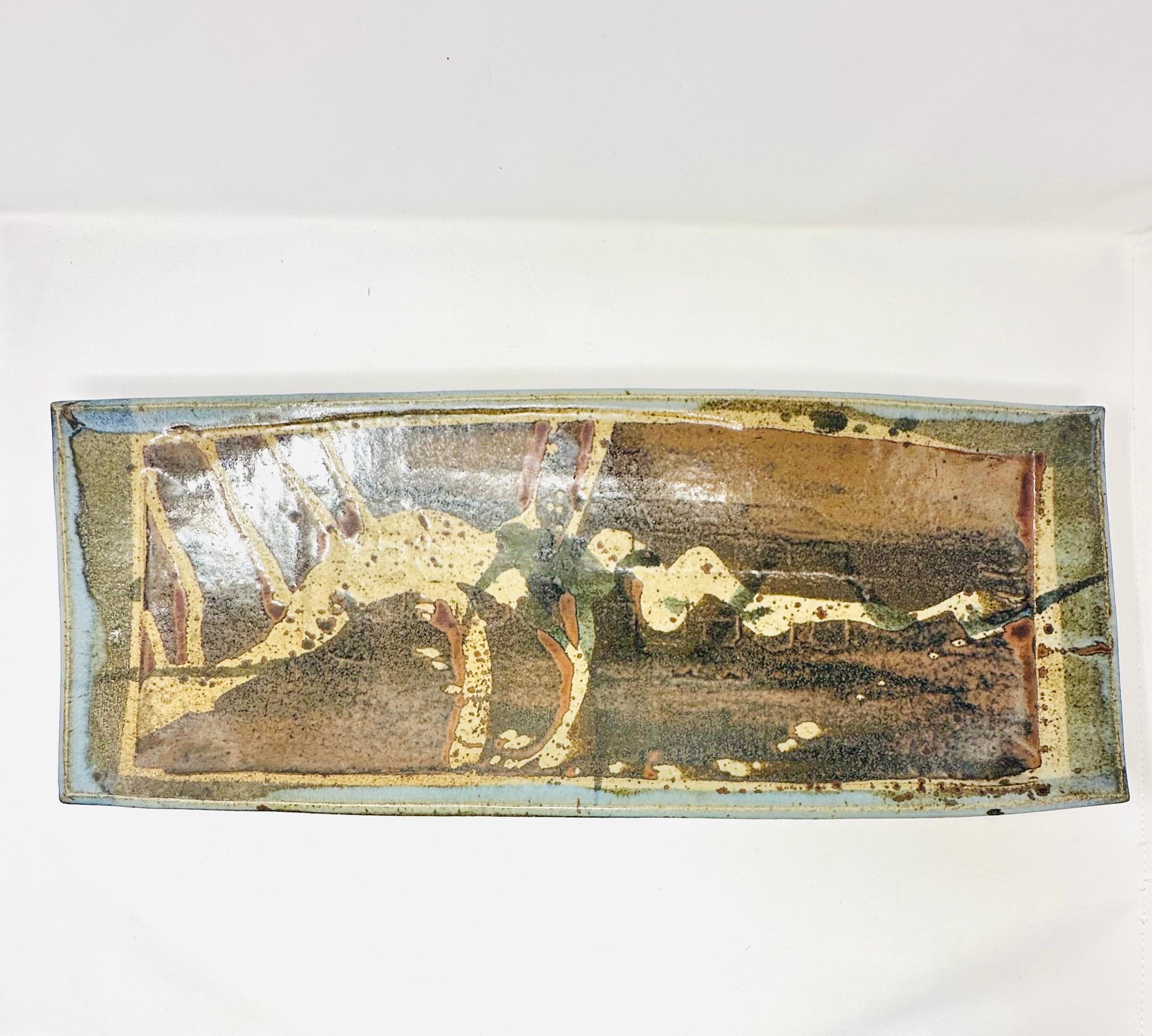 Eric Norstad Mid-Century Painted Slab Pottery Platter, Signed For Sale ...