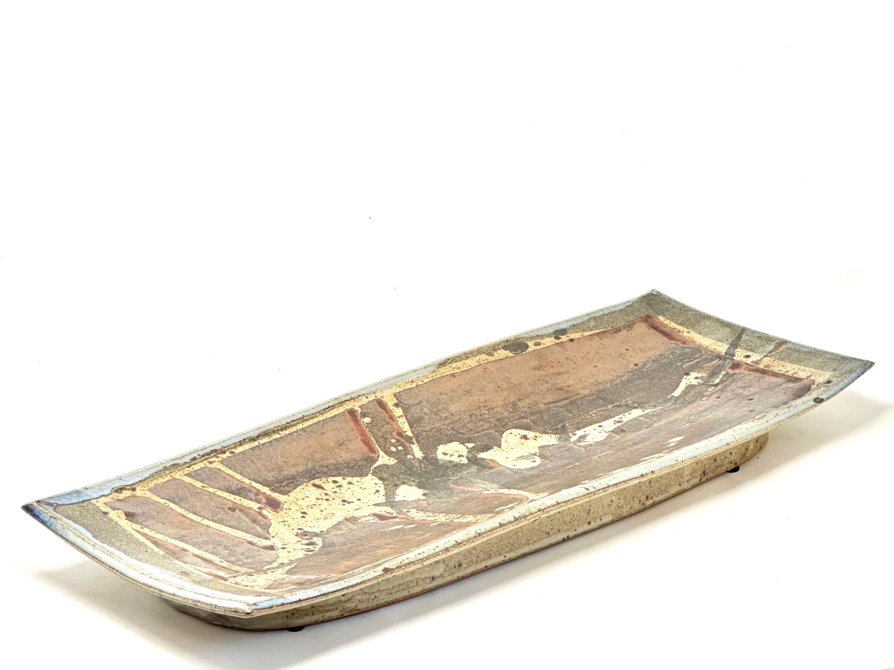 Eric Norstad Mid-Century Painted Slab Pottery Platter, Signed For Sale ...