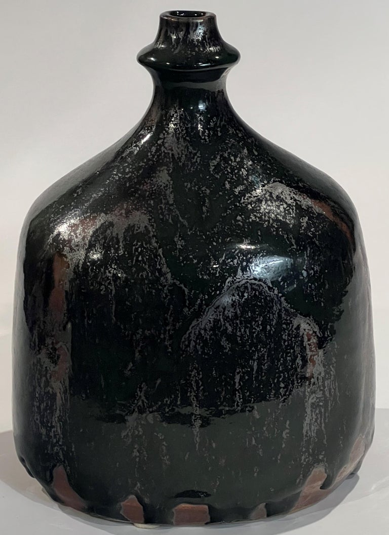 Eric Ploen Studio Ceramic Bottle Vase 1960's Oil Fired Tenmoku and ...