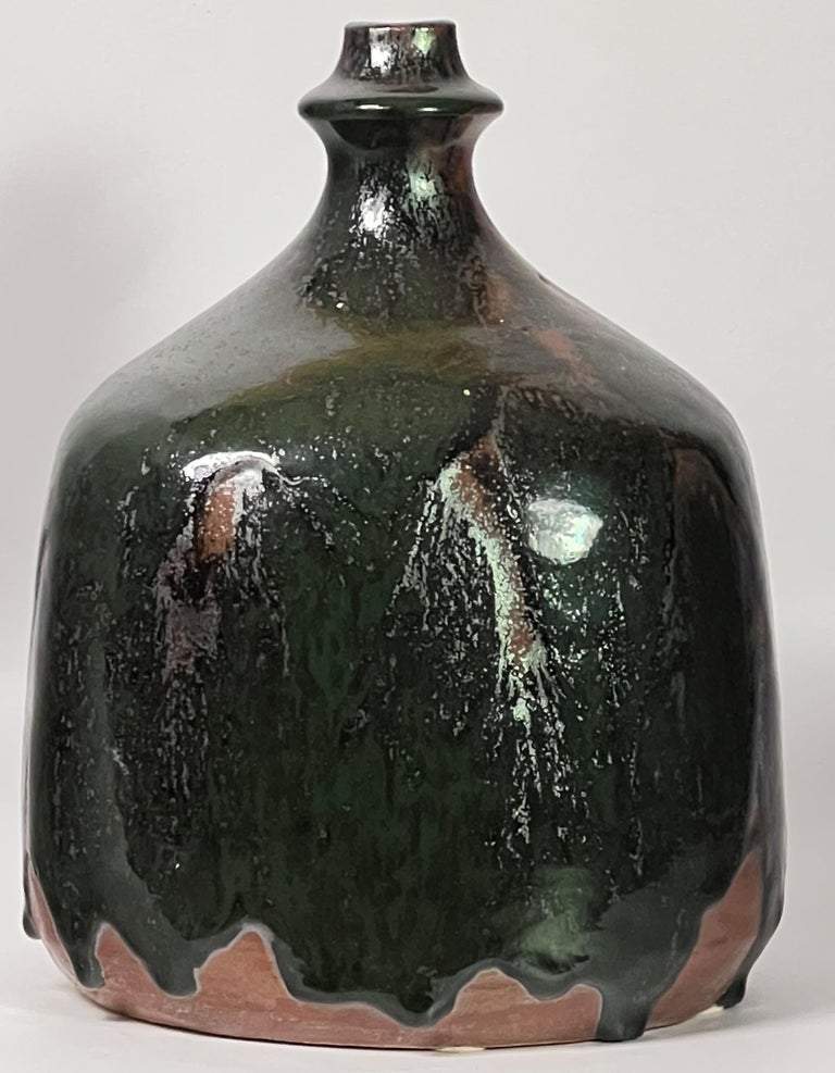 Eric Ploen Studio Ceramic Bottle Vase 1960's Oil Fired Tenmoku and ...