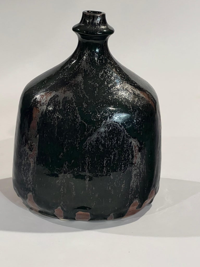 Eric Ploen Studio Ceramic Bottle Vase 1960's Oil Fired Tenmoku and ...