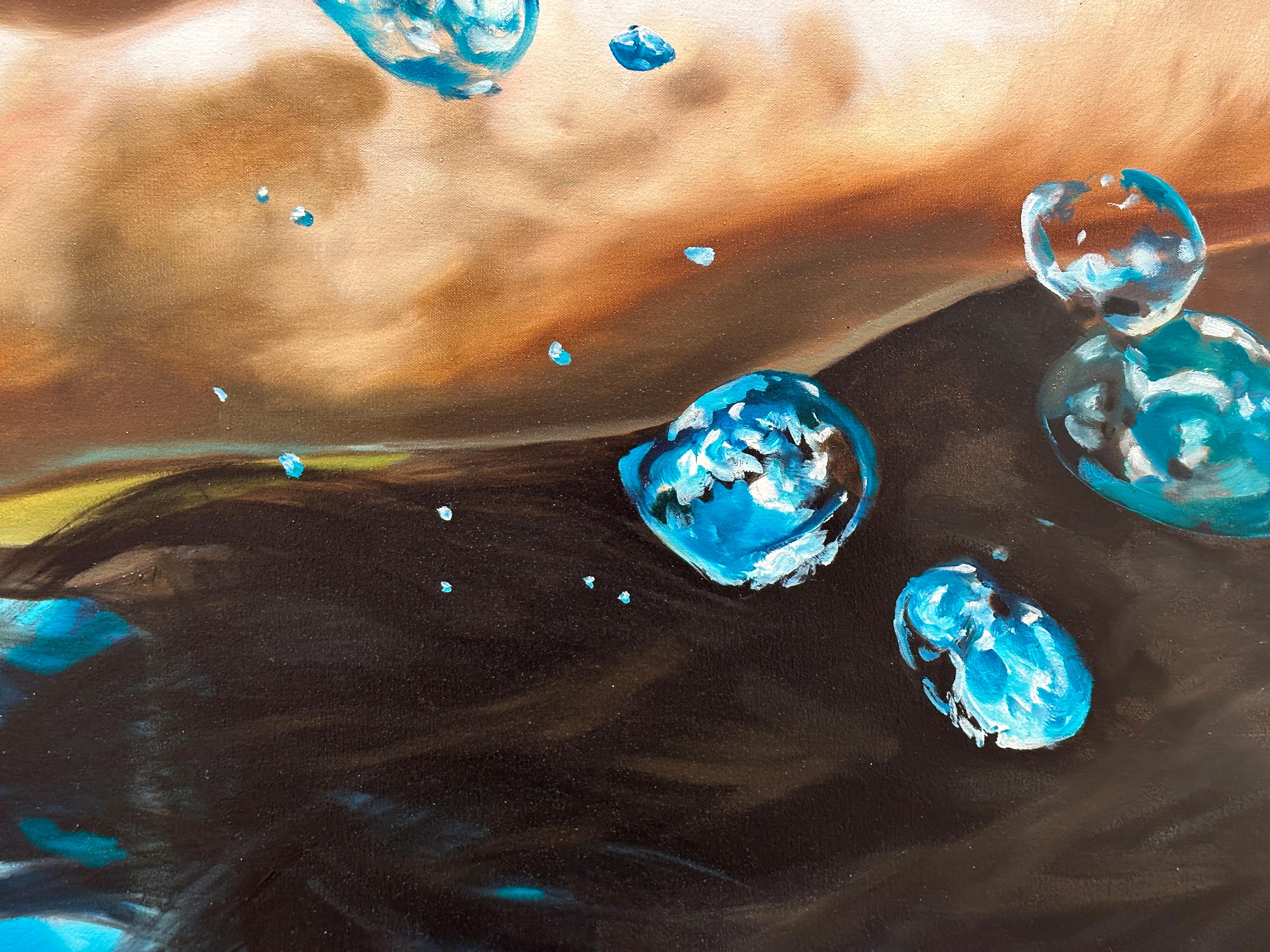 Eric Zener - VELVETINE - Contemporary Painting / Figure Swimming / Blue ...