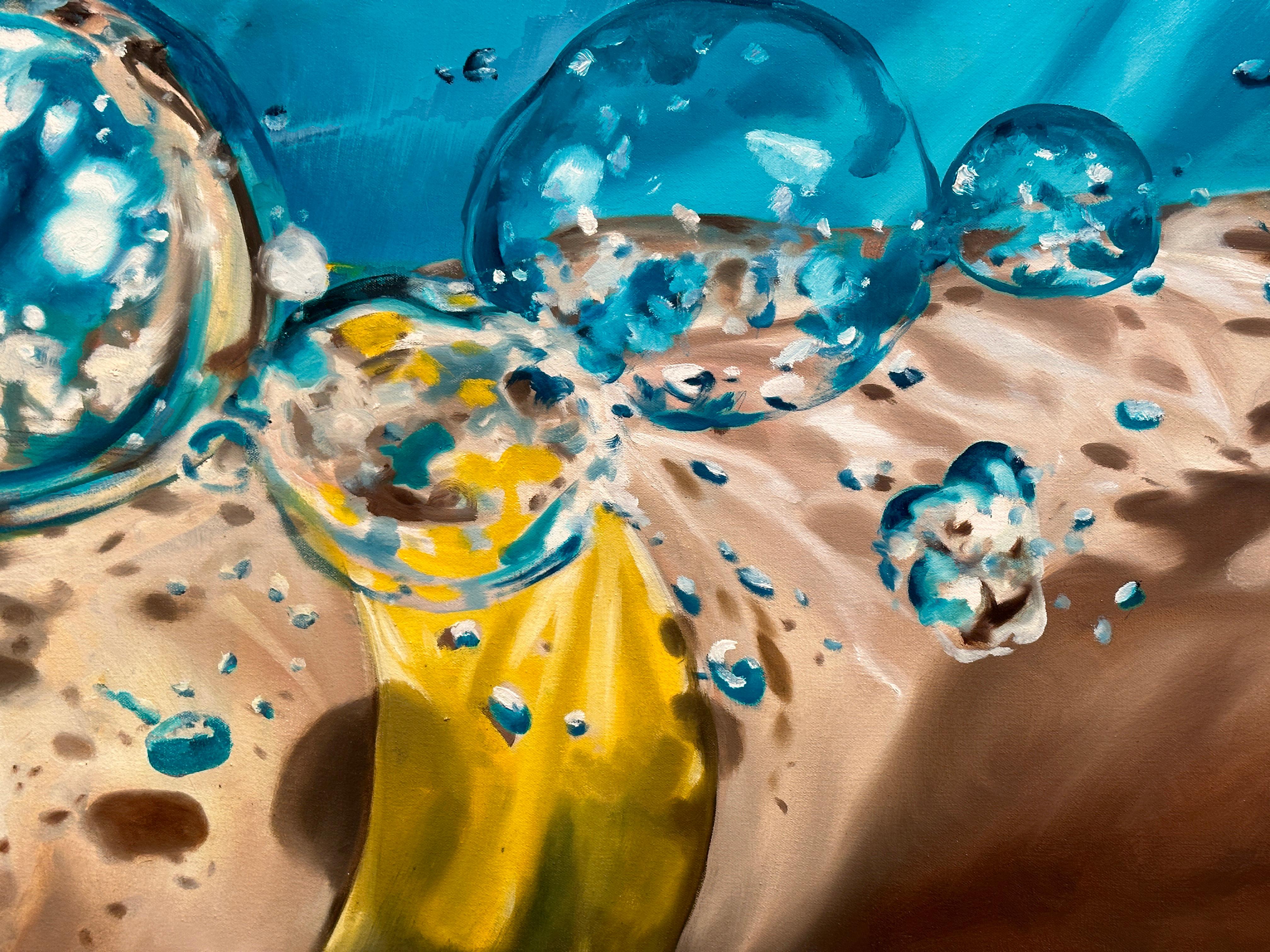Eric Zener - VELVETINE - Contemporary Painting / Figure Swimming / Blue ...