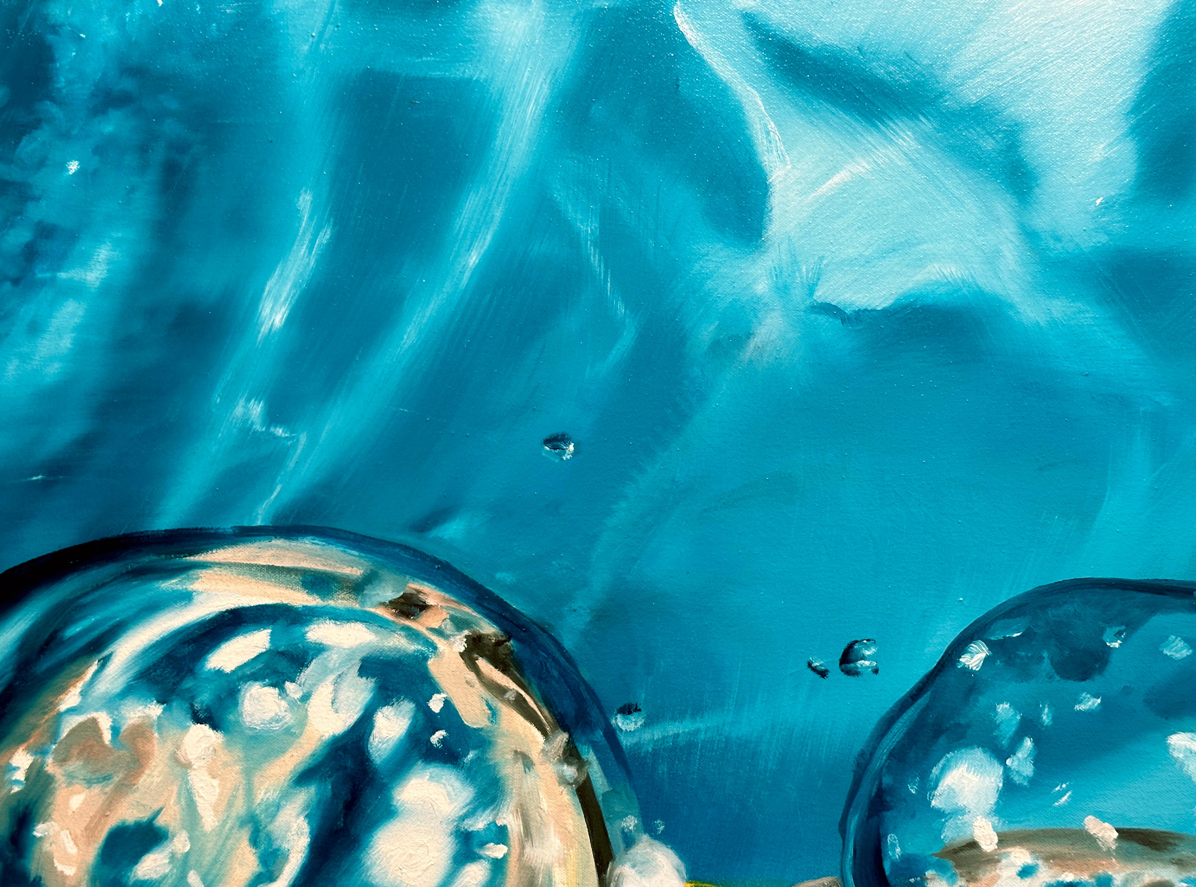 Eric Zener - VELVETINE - Contemporary Painting / Figure Swimming / Blue ...