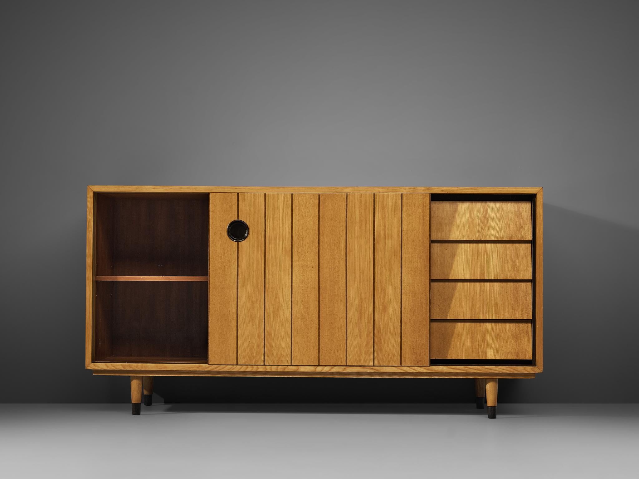 Erich Stratmann Sideboard in Ash with Drawers and Sliding Door For Sale ...