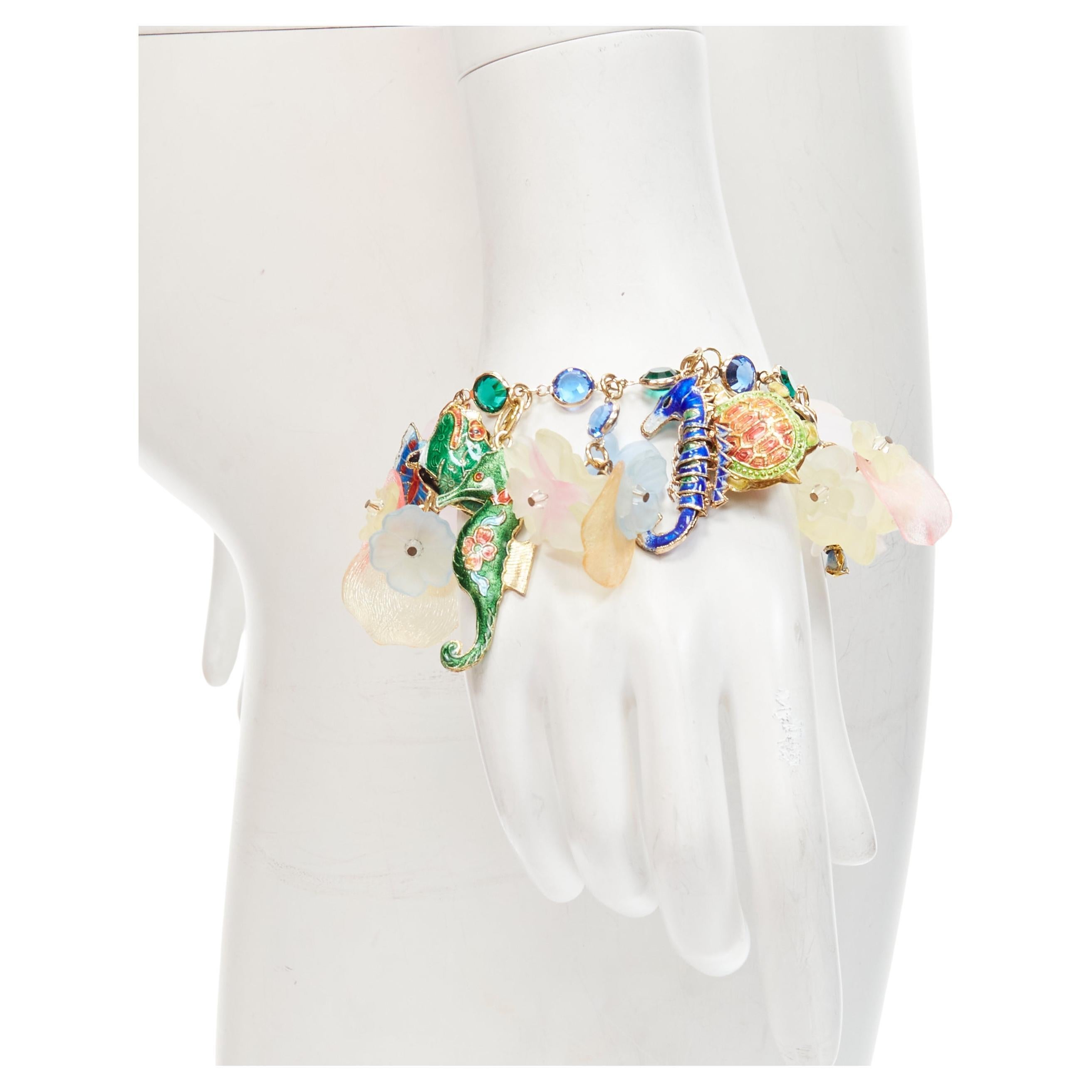 ERICKSON BEAMON colorful flower sea creatures crystal acrylic bracelet ...