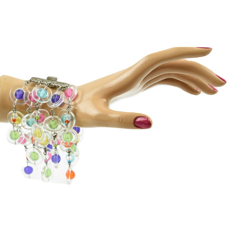 Erickson Beamon Multicolor Lucite Dangle Link Bracelet For Sale at 1stDibs
