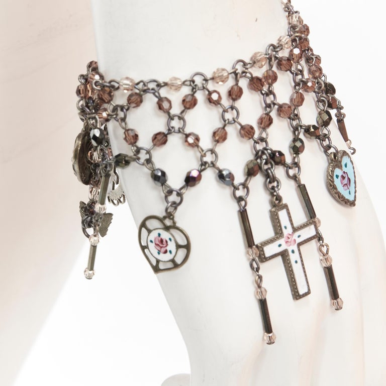 ERICKSON BEAMON Star of David cross heart charm multi choker bracelet ...