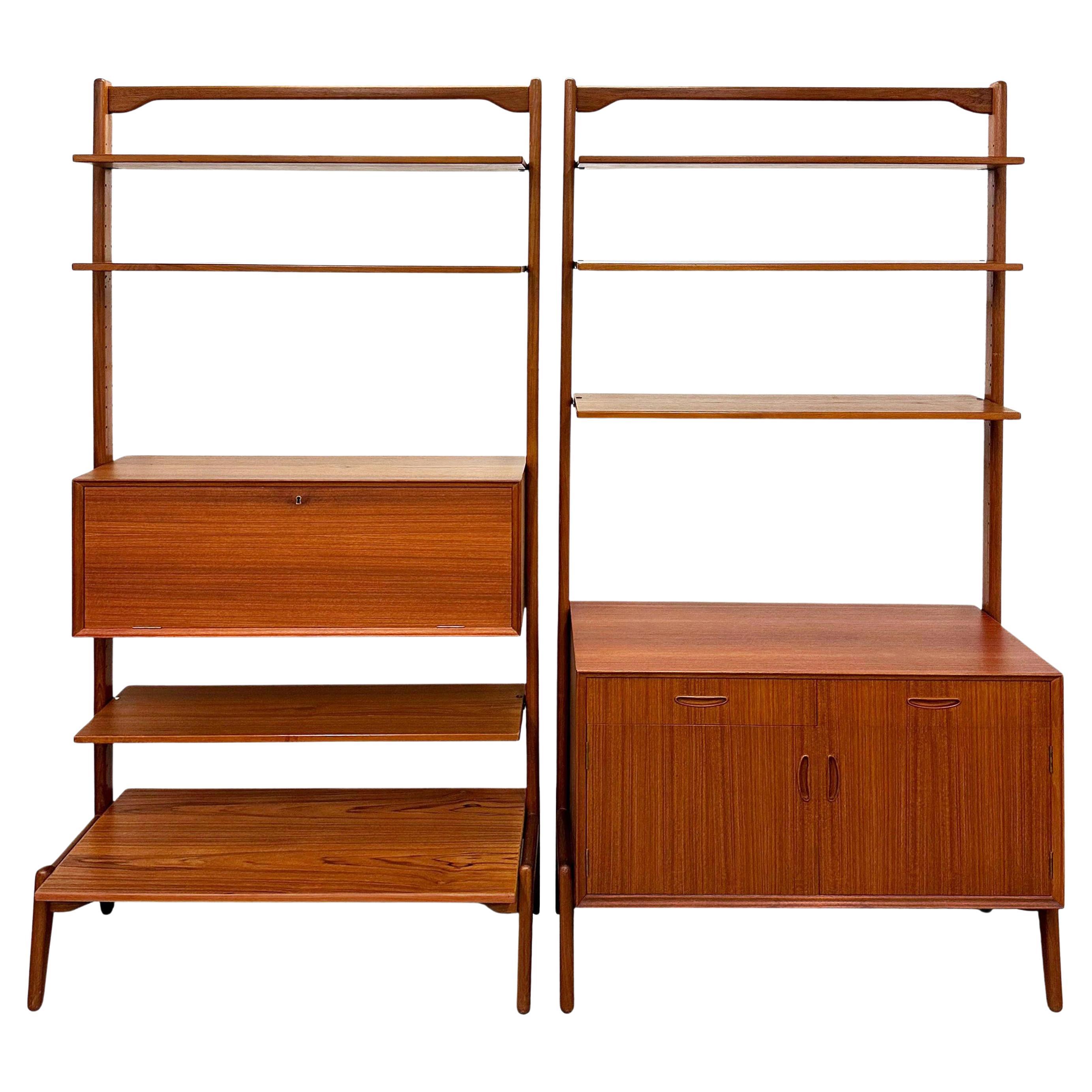 Erik Buch "V Reol System" Solid Teak Freestanding Wall Units or Room Dividers For Sale at 1stDibs