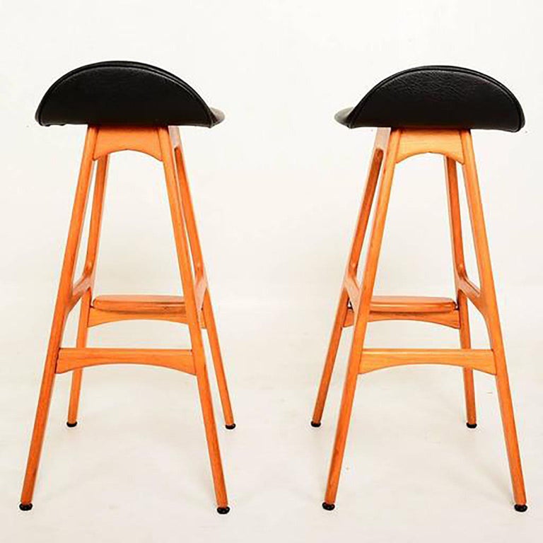 Erik Buck Teak Bar Stools Mid Century Danish Modern Wegner Era For Sale ...