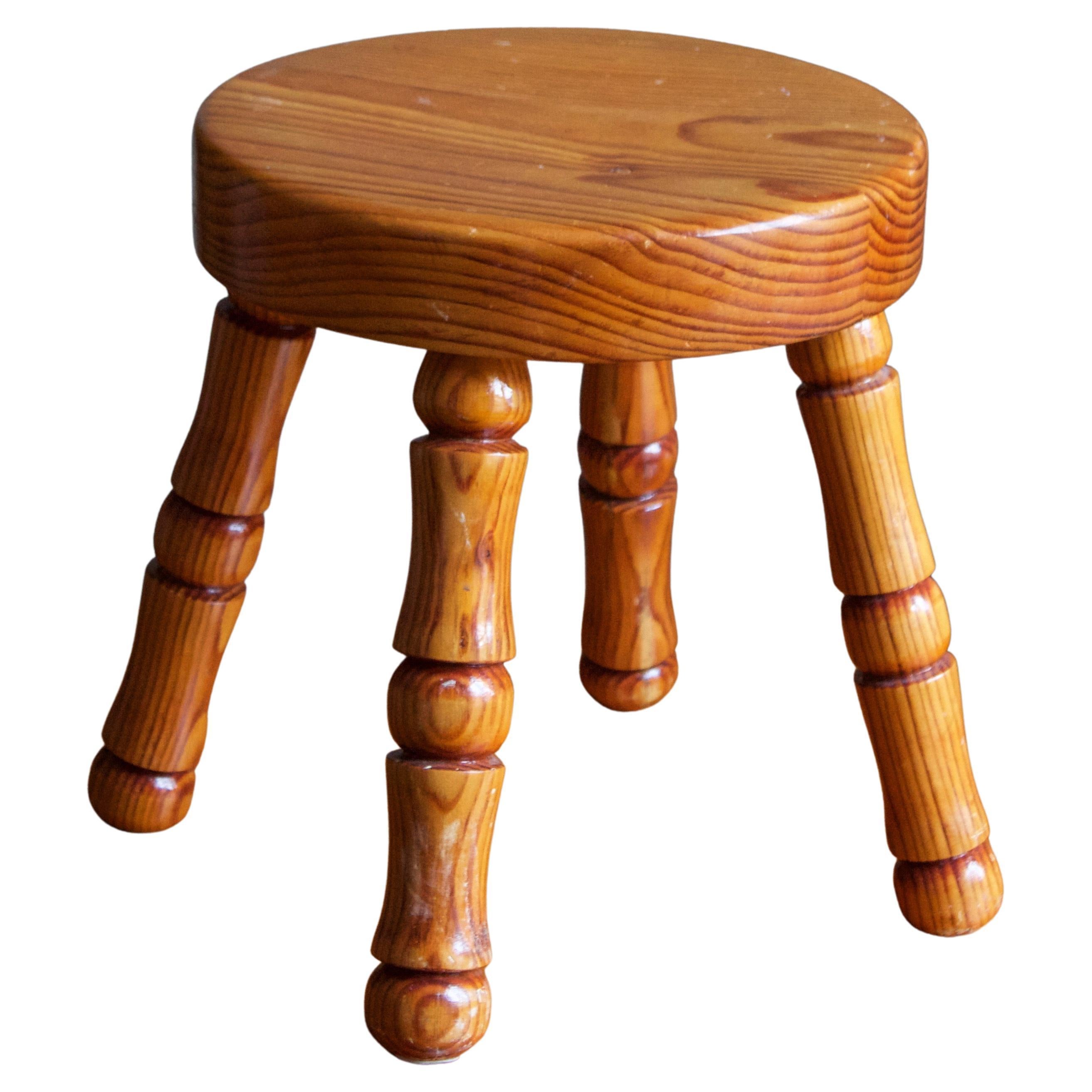 Contemporary Faded Stool in Pine Wood by Erik Olovsson For Sale at 1stDibs