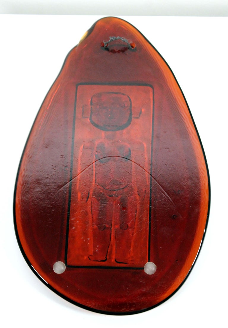 Erik Hoglund Mid-Century Modern Orange Glass People Sculpture Sweden ...