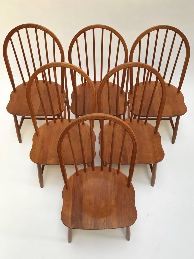 Erik Ole Jørgensen for Tarm Stole Set of Six Teak Dining Chairs at 1stDibs