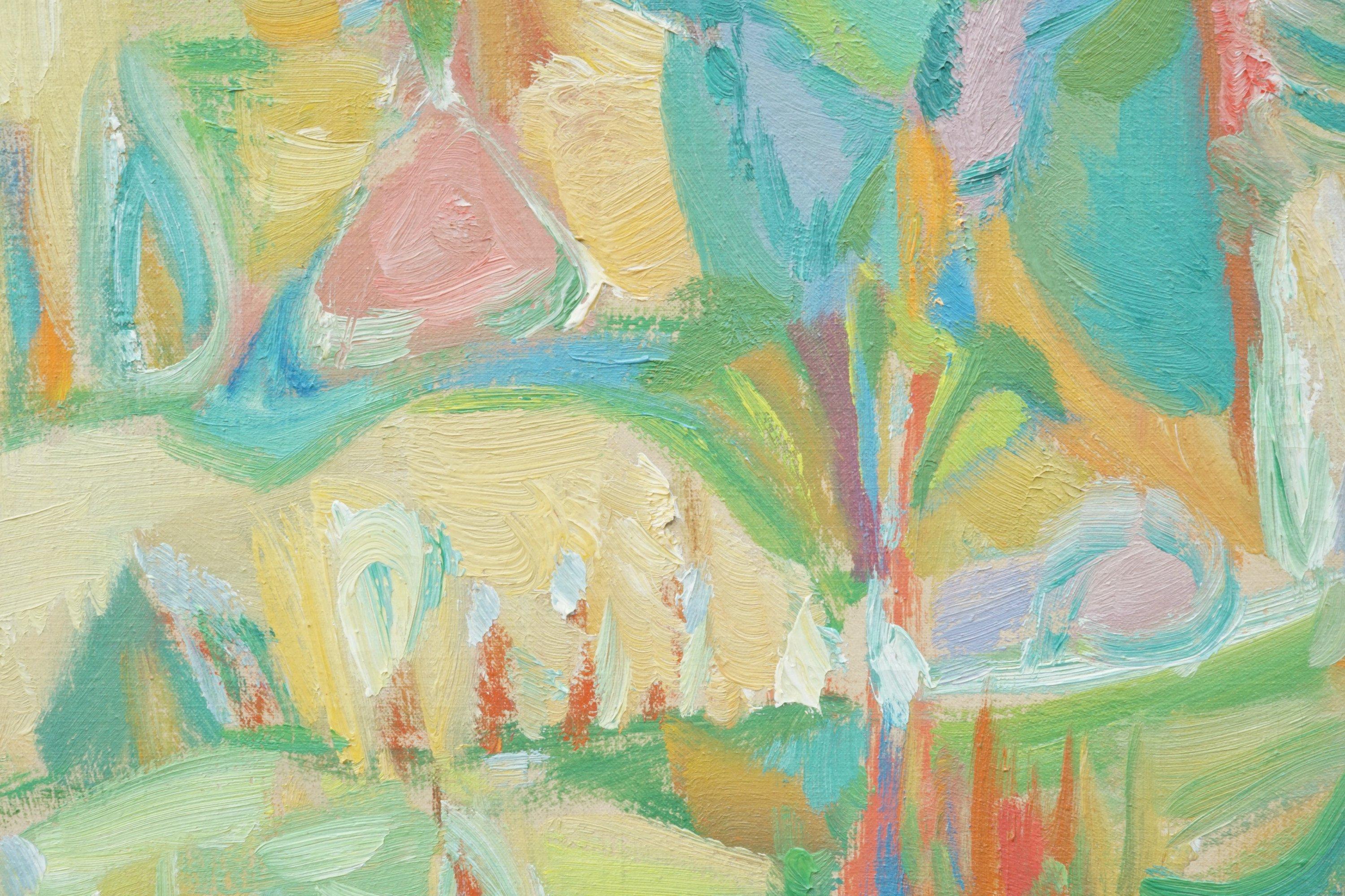 Erik Ortvad - Abstract Landscape, large mid-century green painting ...