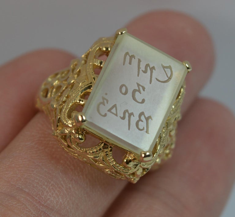 Erin Go Bragh Agate and 9 Carat Gold Intaglio Seal Signet Ring Ireland ...