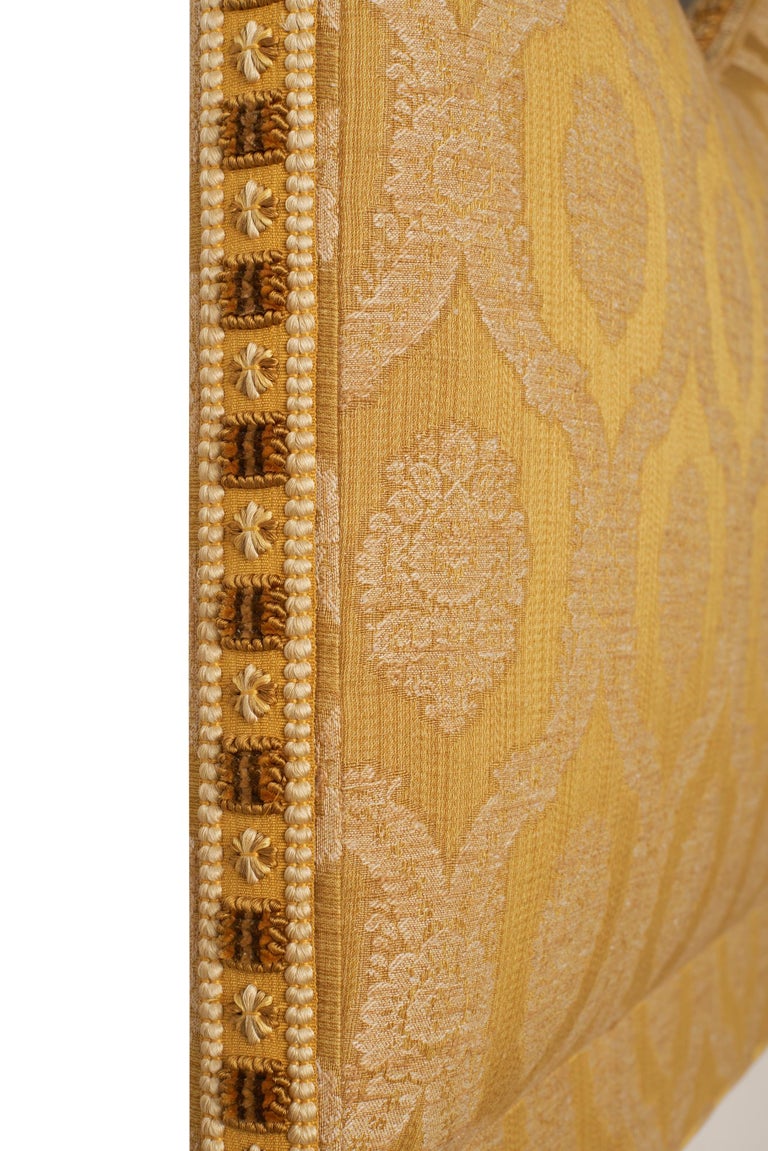 Eriu Headboard with 19th Century Hand-Dyed Damask with Silk Braid For ...