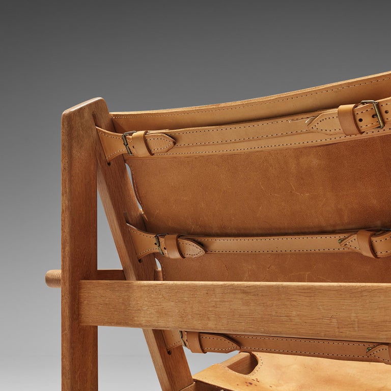 Erling Jessen Pair of Hunting Chairs in Leather and Oak For Sale at 1stDibs