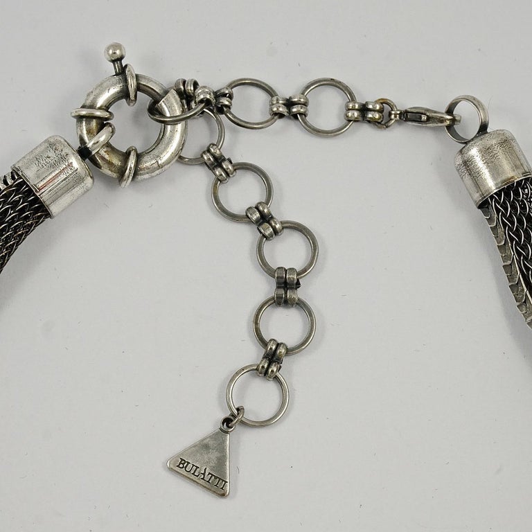 Ermani Bulatti Antiqued Silver Tone Triple Chain Necklace circa 1980s ...