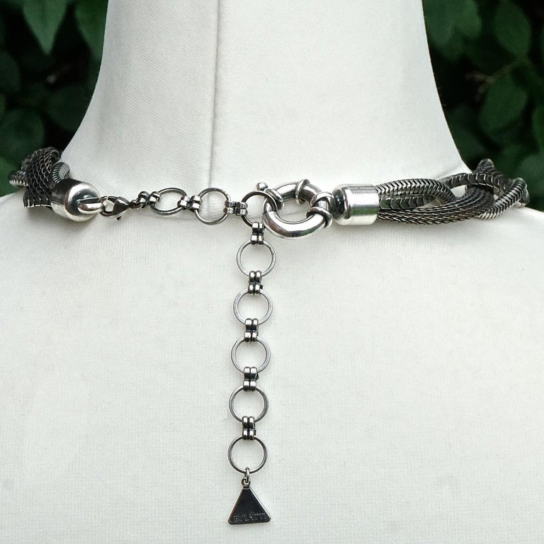 Ermani Bulatti Antiqued Silver Tone Triple Chain Necklace circa 1980s ...