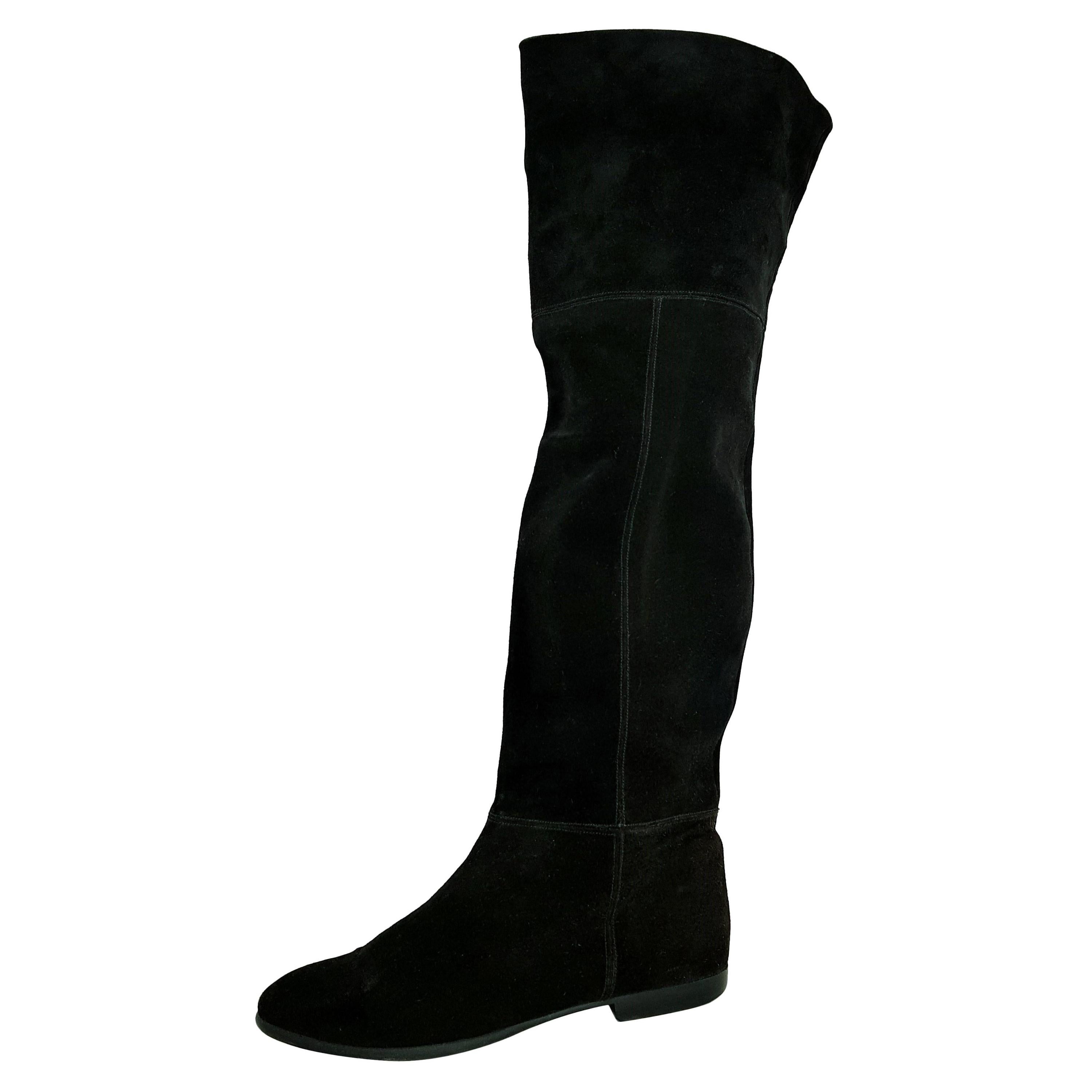Ermanno Daelli High Black Suede High Boots - Size 40 (EU) For Sale at ...