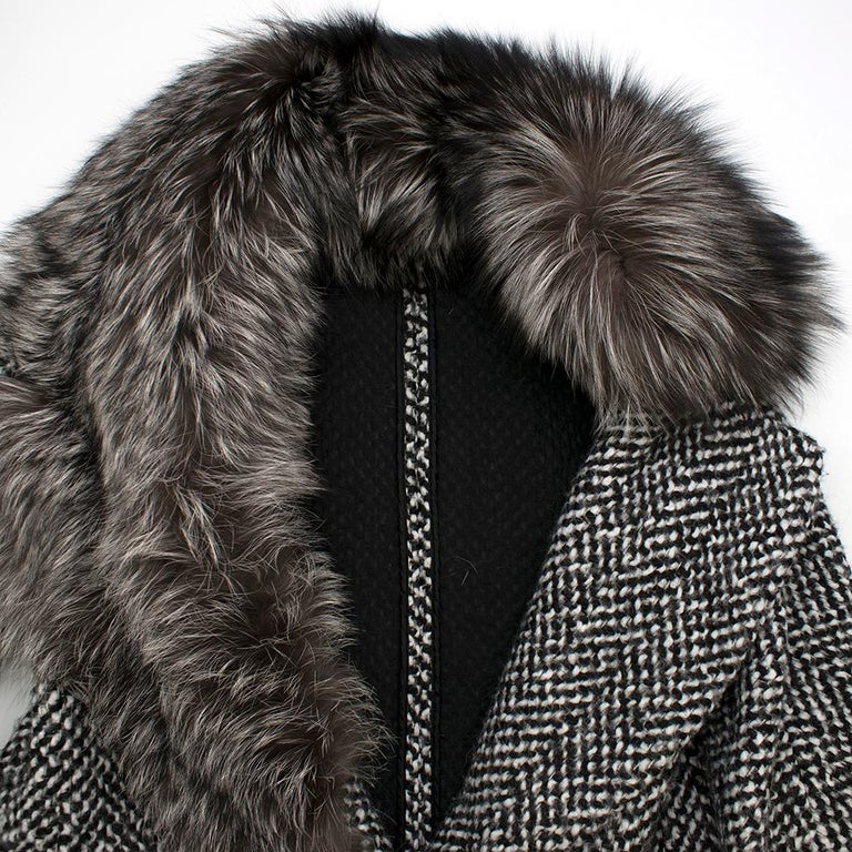 Ermanno Scervino Chevron Tweed Wool and Fur Coat S 42 at 1stDibs ...