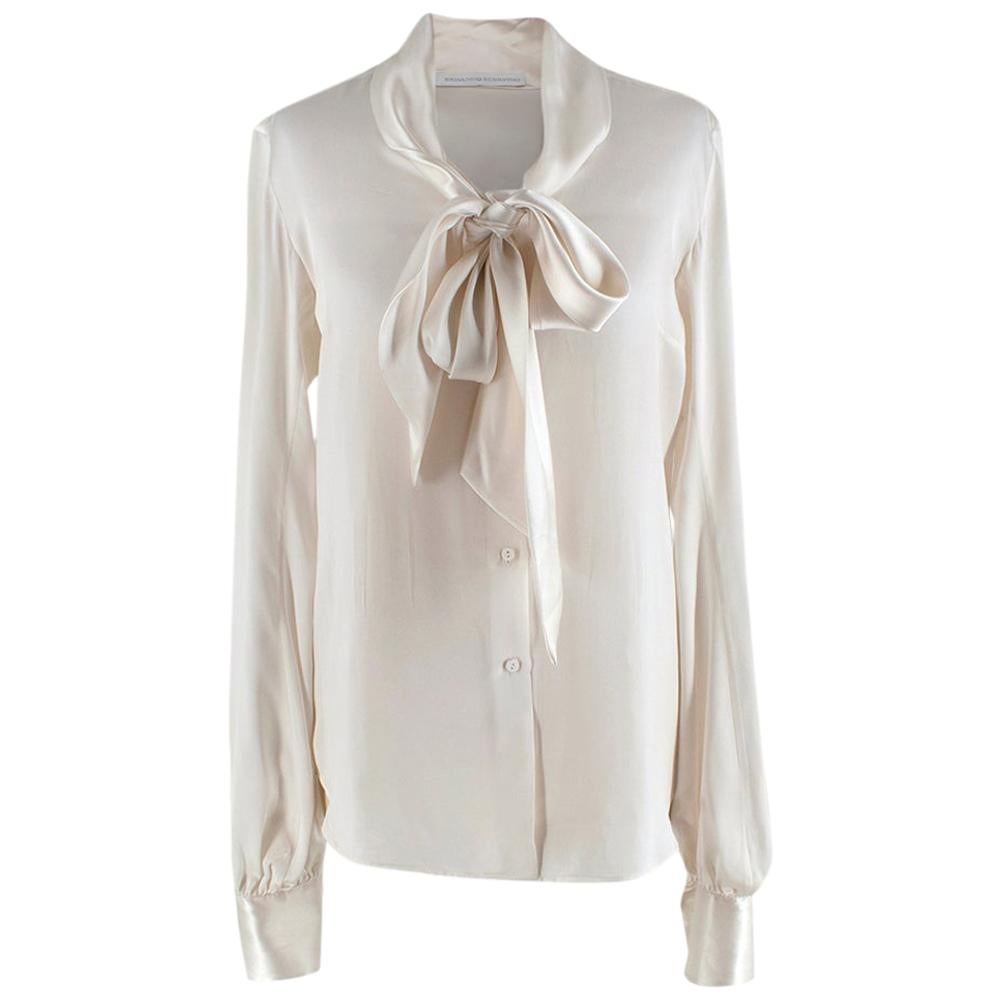 Chanel Ivory Silk Ruffled Sleeveless Blouse - Size US 10 For Sale at ...