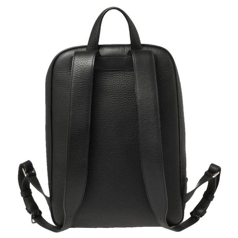 Ermenegildo Zegna Black Grained Leather Backpack at 1stDibs