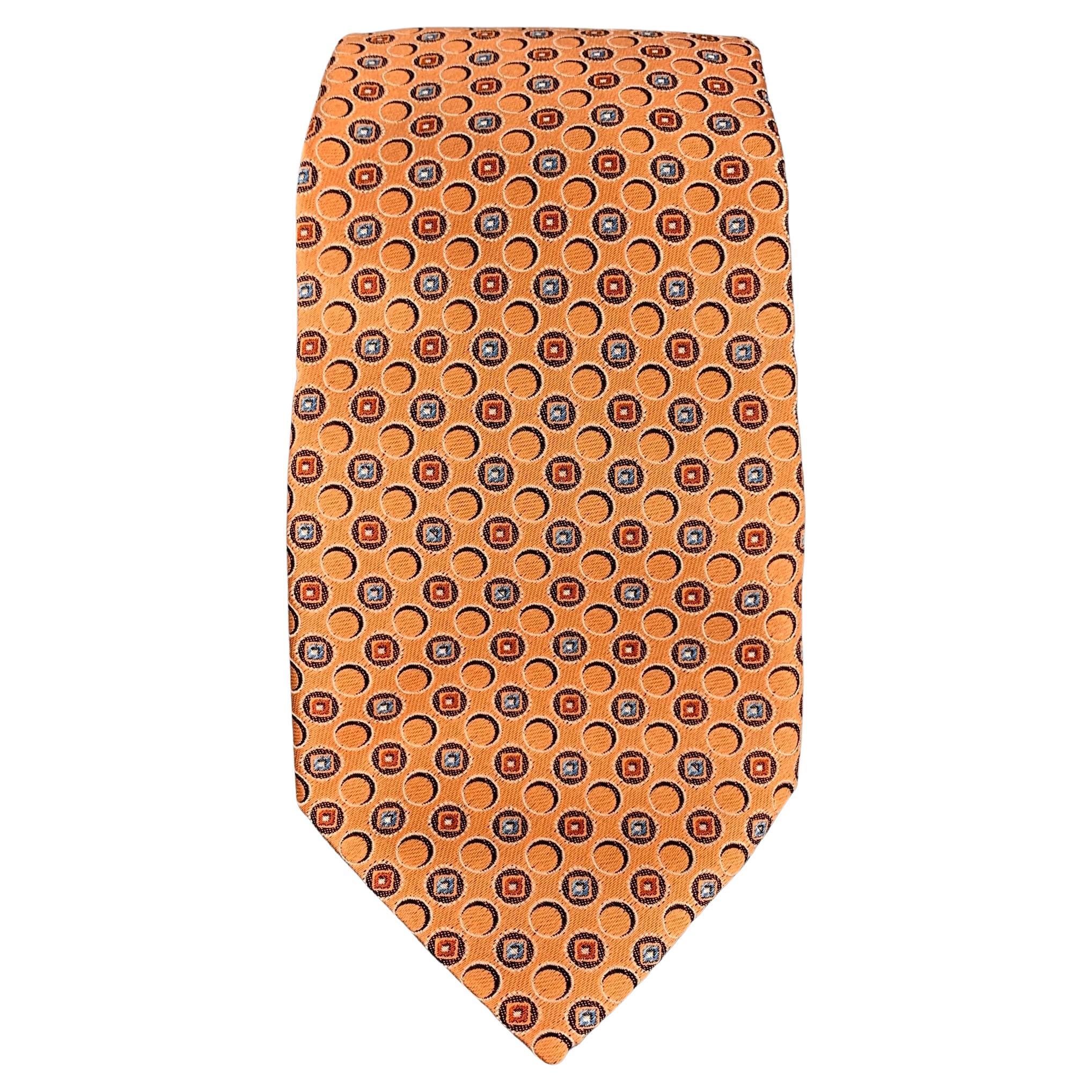 ERMENEGILDO ZEGNA Corbata de seda con círculos de cobre en venta en 1stDibs