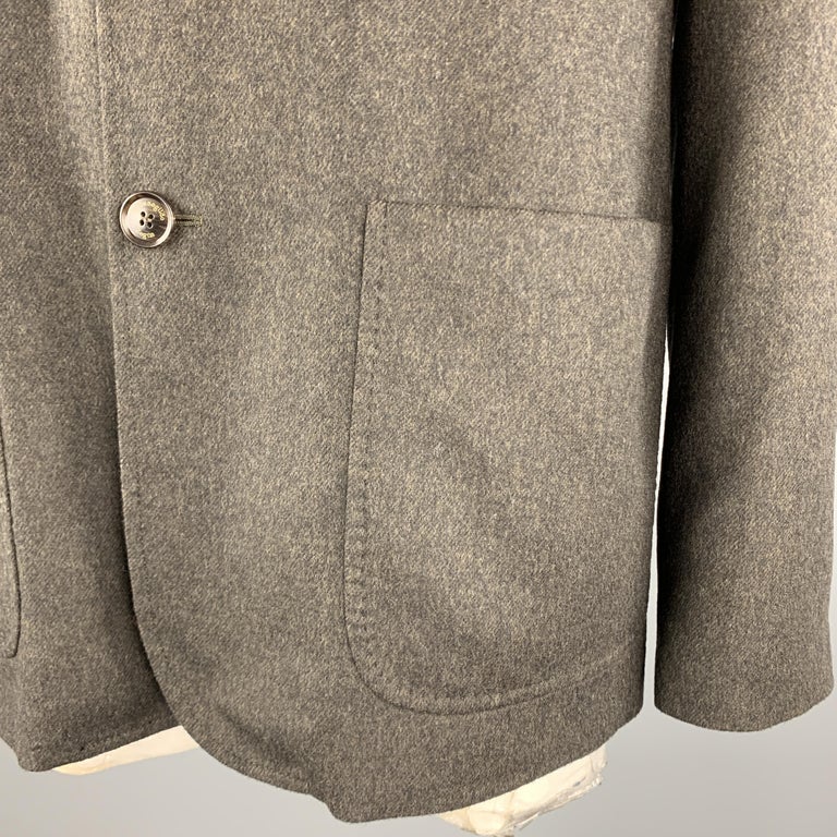 ERMENEGILDO ZEGNA Size XXL Charcoal Wool Nehru Collar Patch Pockets Jacket at 1stDibs