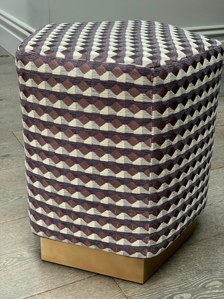 Ermes Pentagon Rio II Fabric and Antique Brass Plinth For Sale at 1stDibs