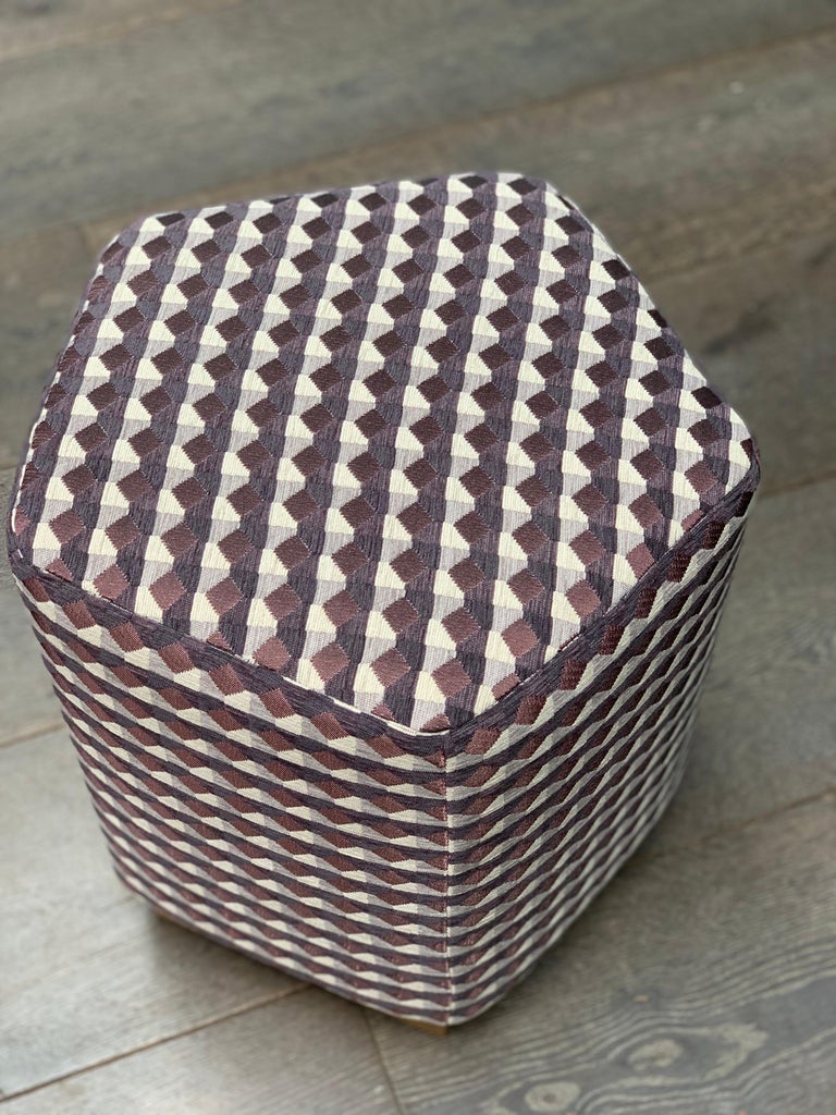 Ermes Pentagon Rio II Fabric and Antique Brass Plinth For Sale at 1stDibs