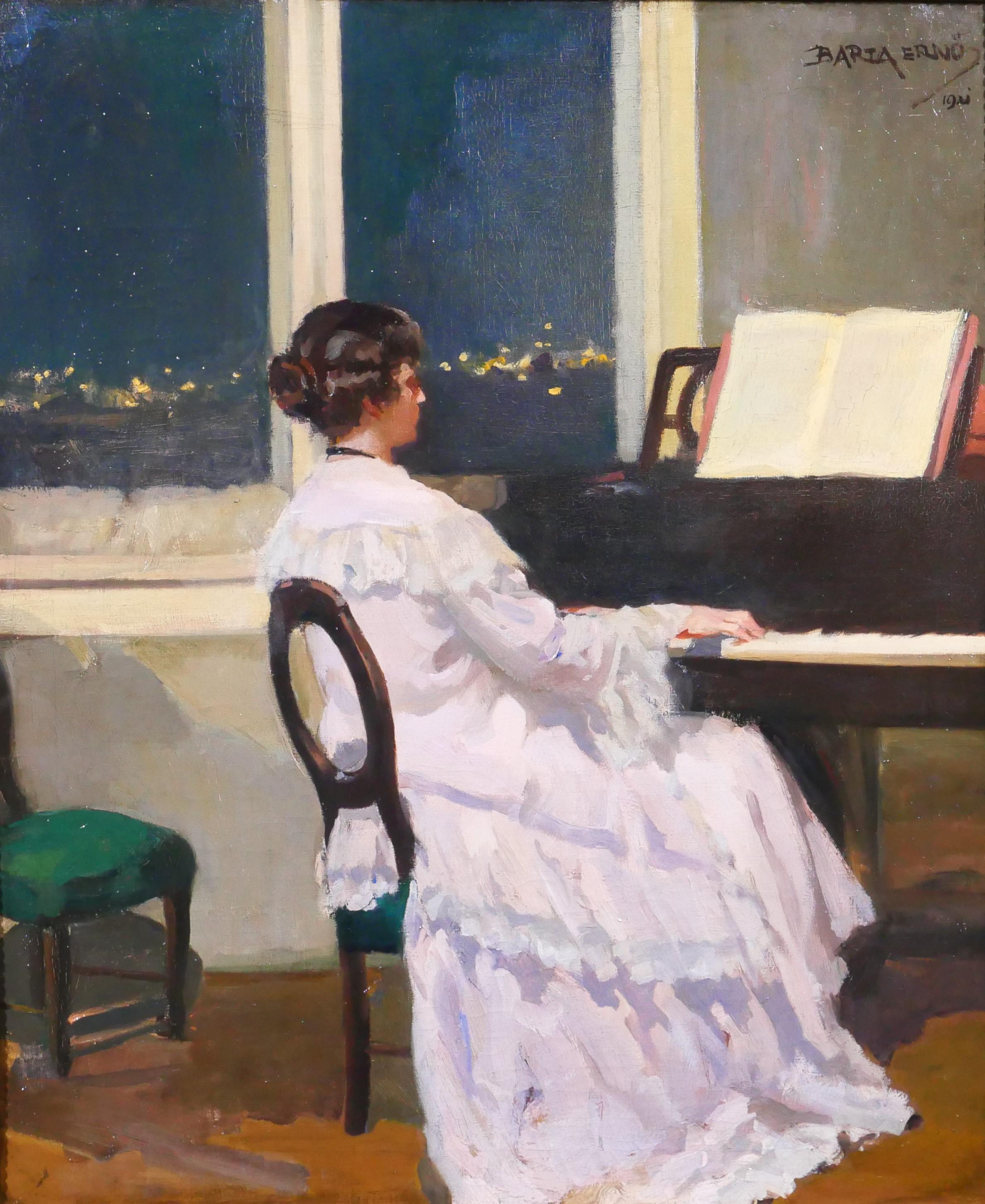 Ernő Barta - Woman at the piano For Sale at 1stDibs