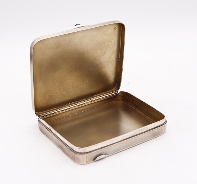 Ernest Cambeau Paris 1920 Art Deco Box .950 Sterling Silver with Ceylon ...