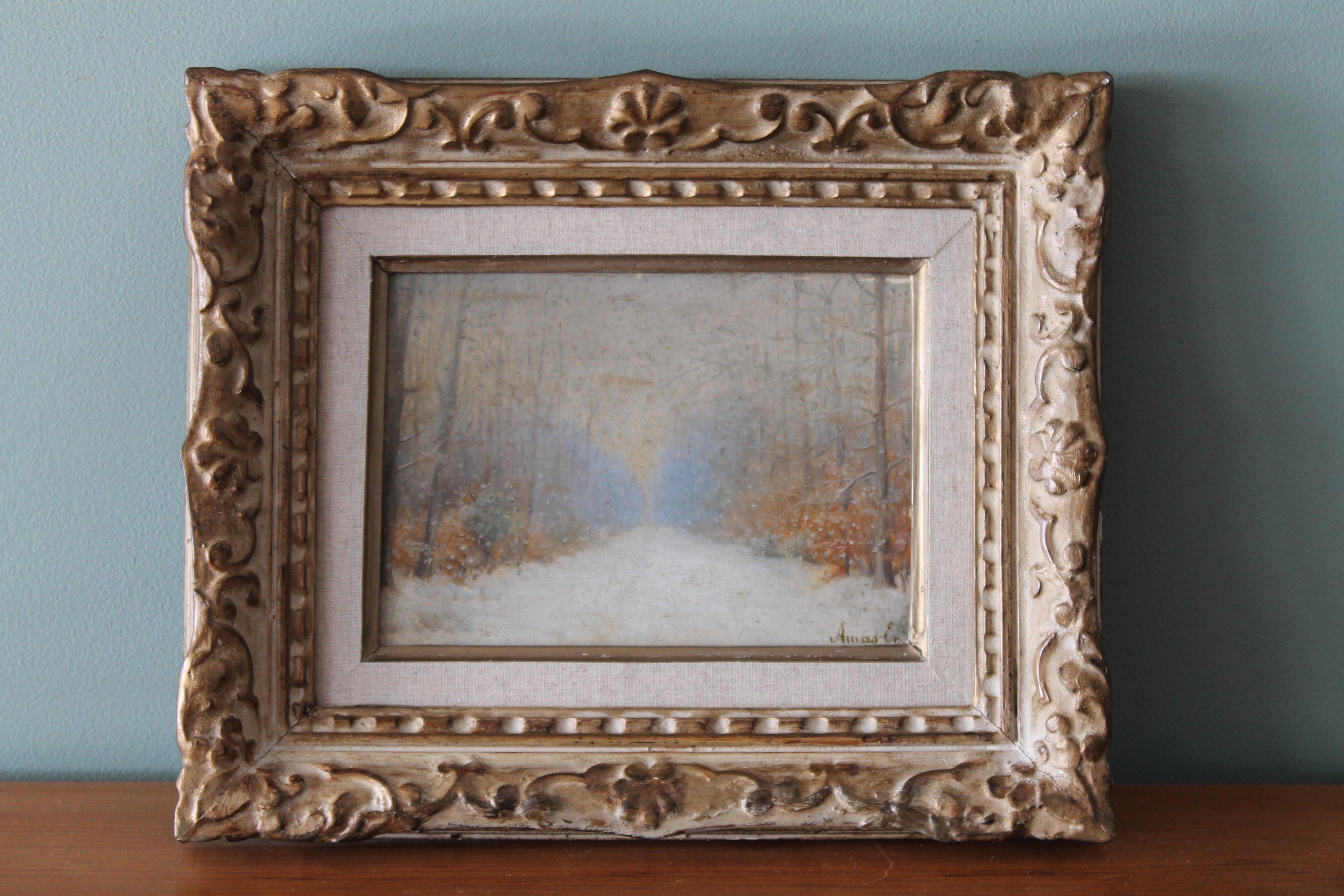 Ernest Gaston Amas - Winter Landscape, Snow Landscape, impressionist ...