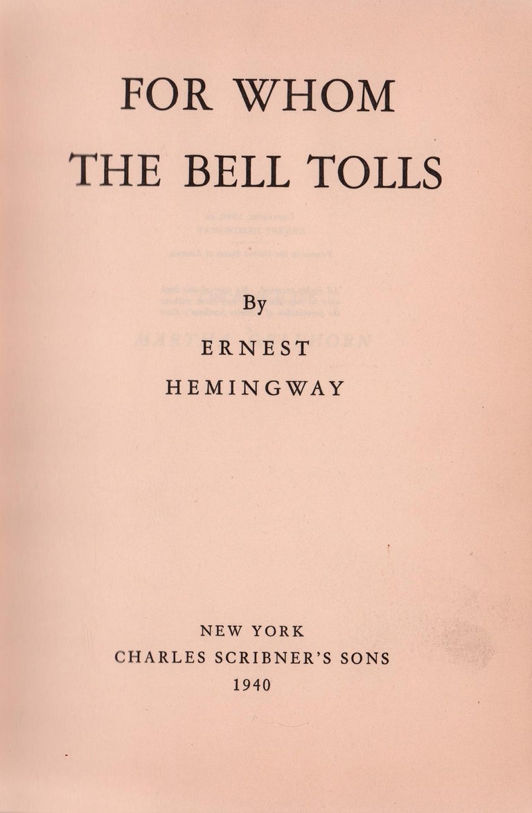 Ernest Hemingway's For Whom The Bell Tolls, First Edition 1940 at 1stDibs
