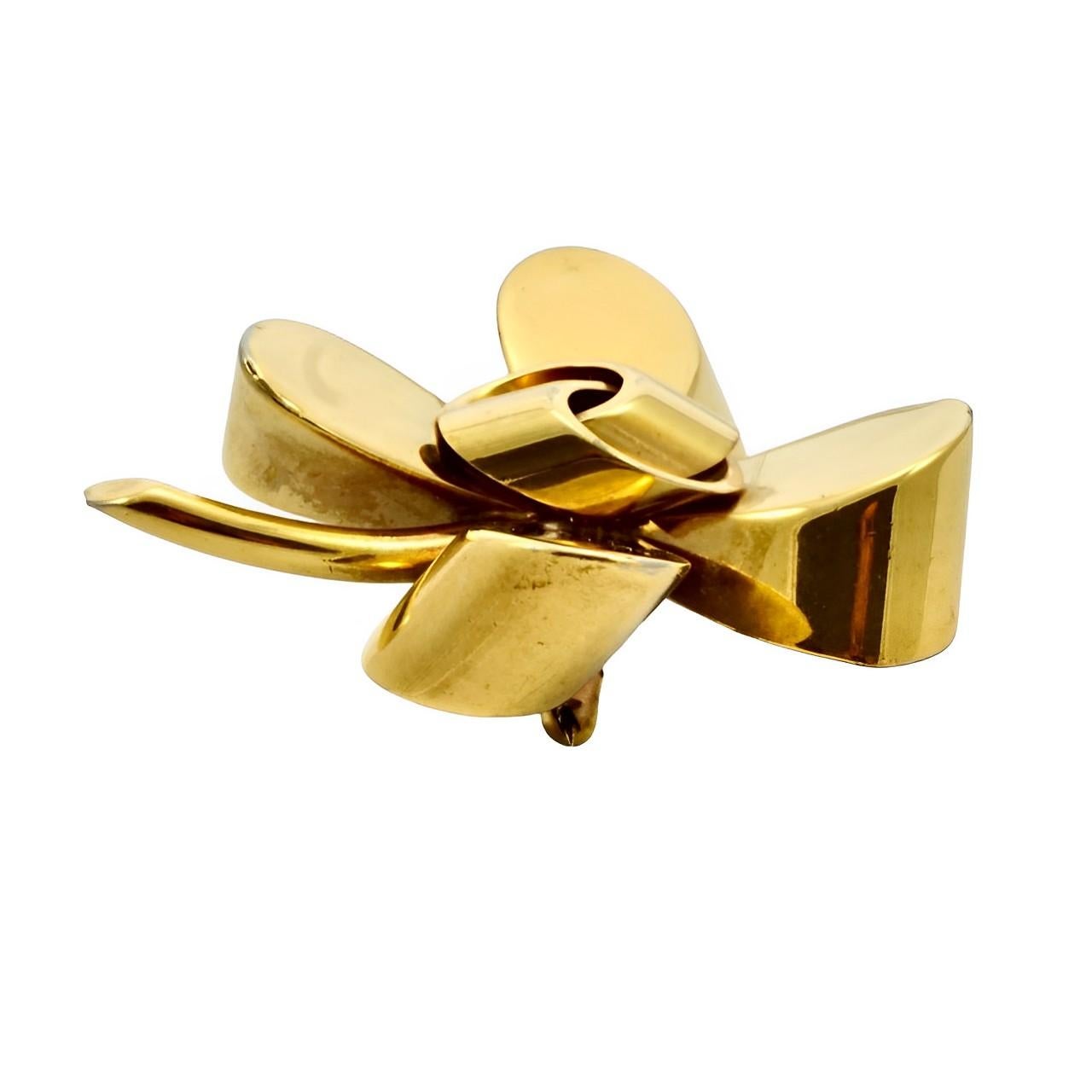 Ernest Steiner Original Shiny Gold Plated Flower Brooch 1940s For Sale ...