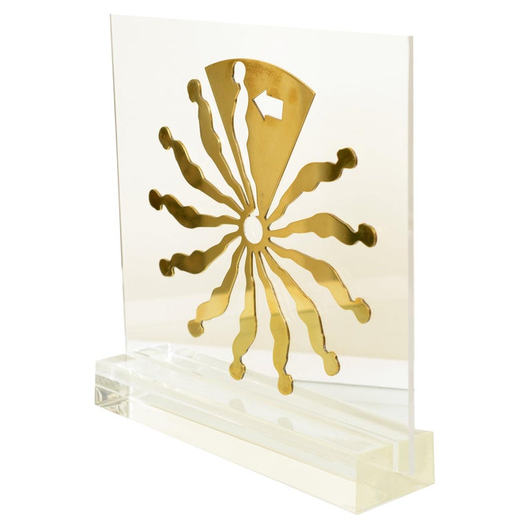 Ernest Trova Falling Man Lucite and Brass Sculpture at 1stDibs