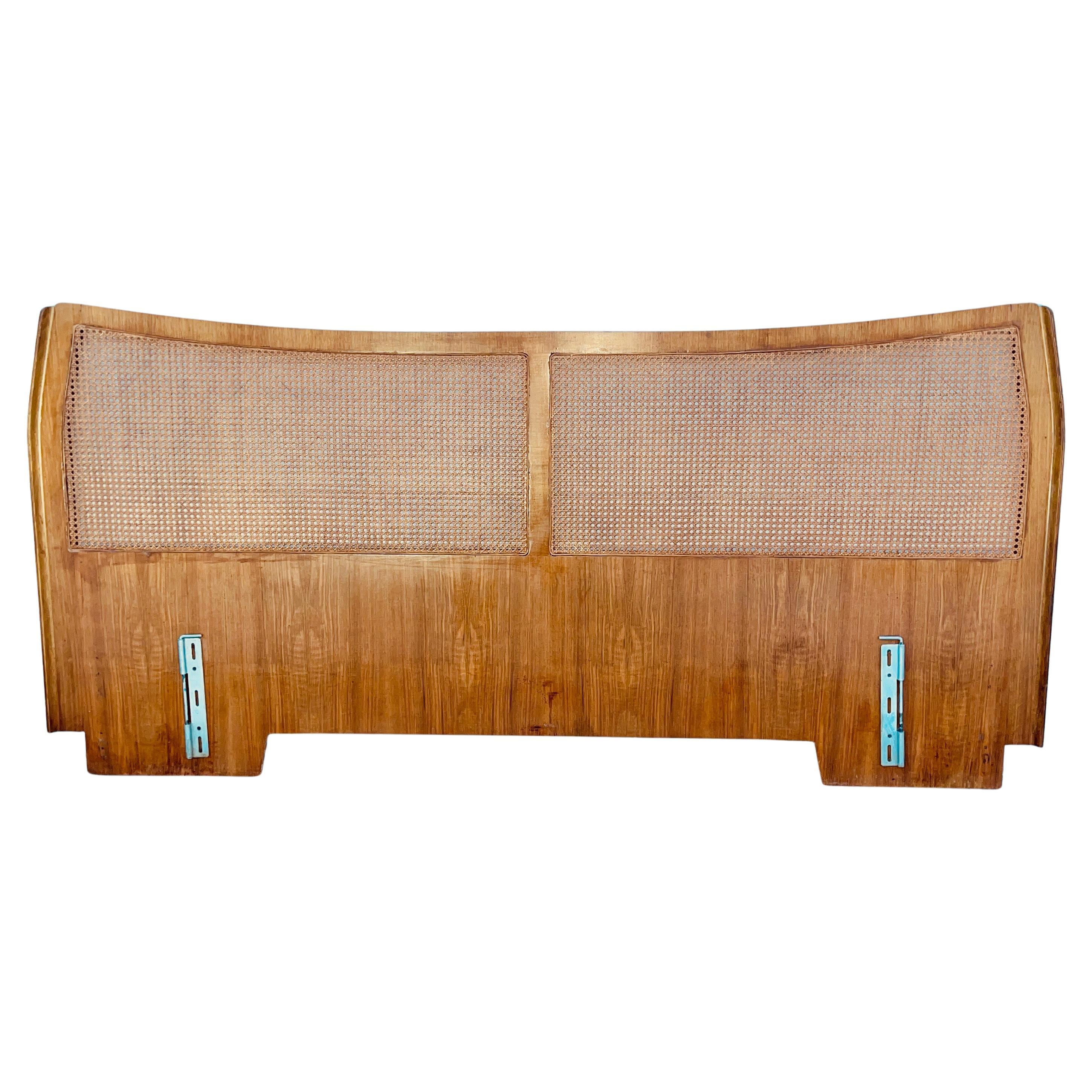 Vintage Modern to Postmodern Arched Rising Sun Pattern Oak and Cane ...