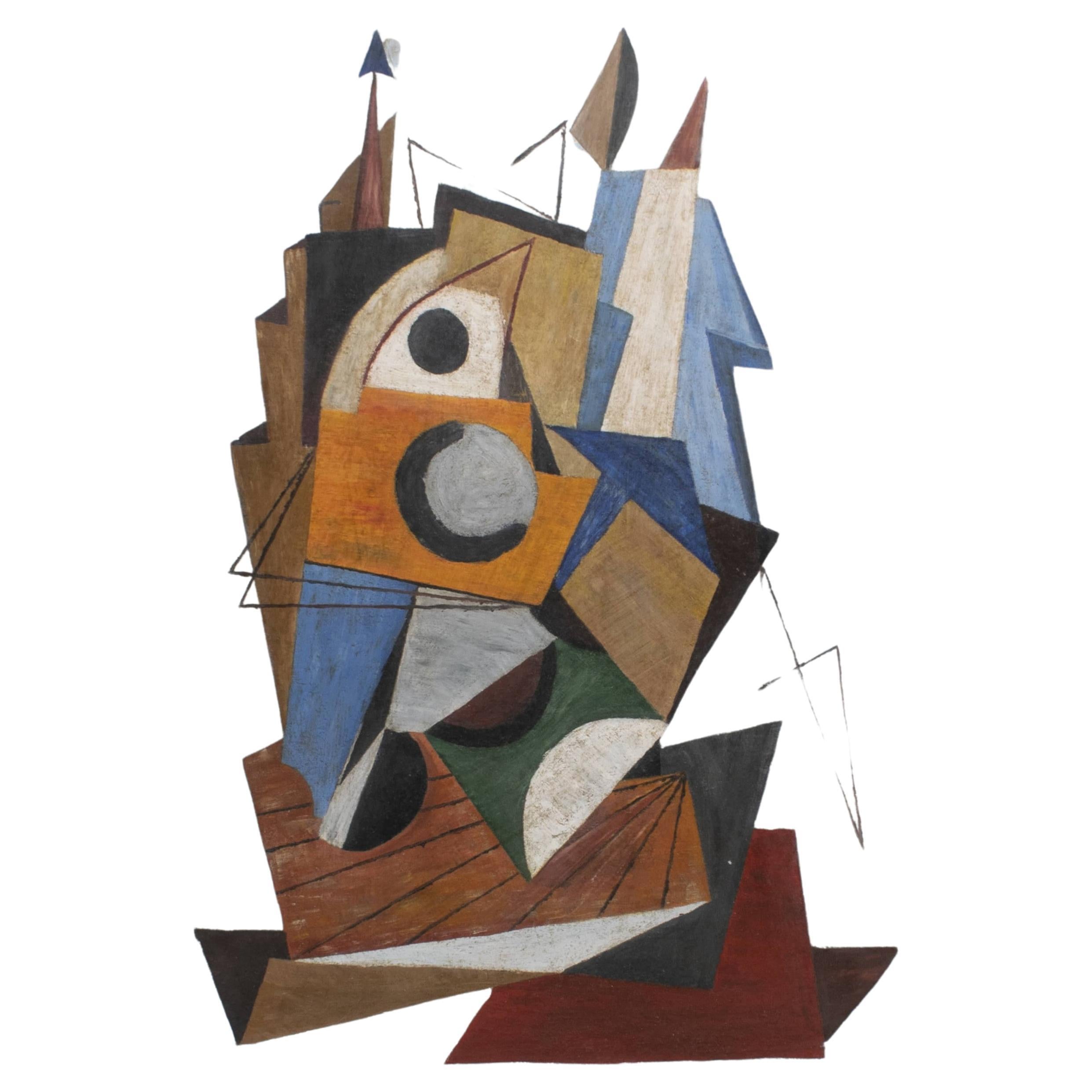 Style of Picasso, Oil on Cardboard, Side Facing Woman in Half Profile ...