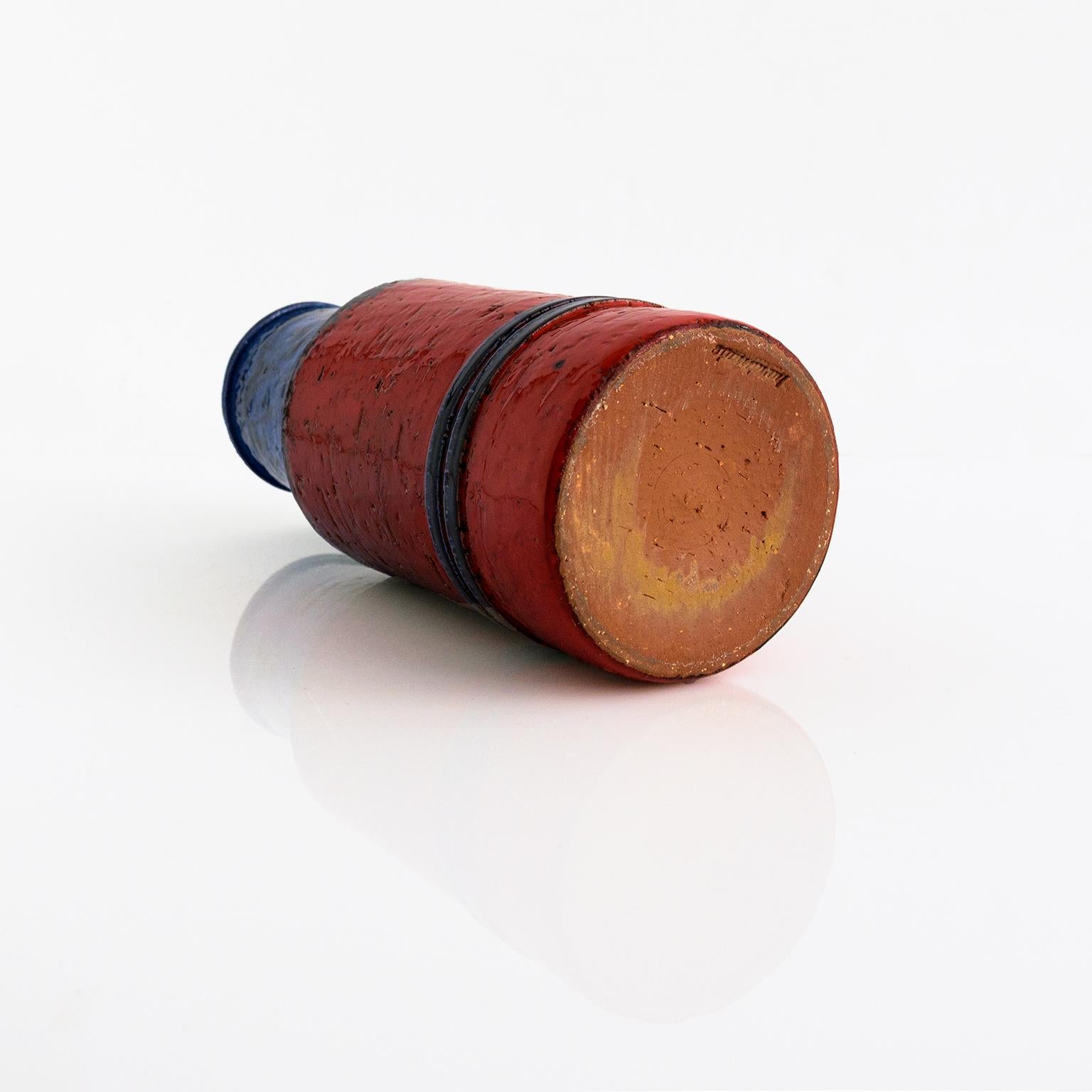 Ernst Faxe Scandinavian Modern Red and Blue Ceramic Vase Denmark For ...