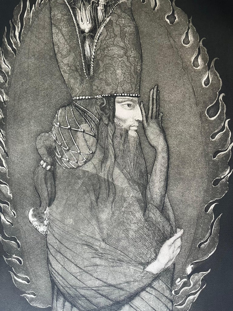 Ernst Fuchs - Engraving #2 by Ernst Fuchs: KABBALAH (SEFER YETSIRA and ...