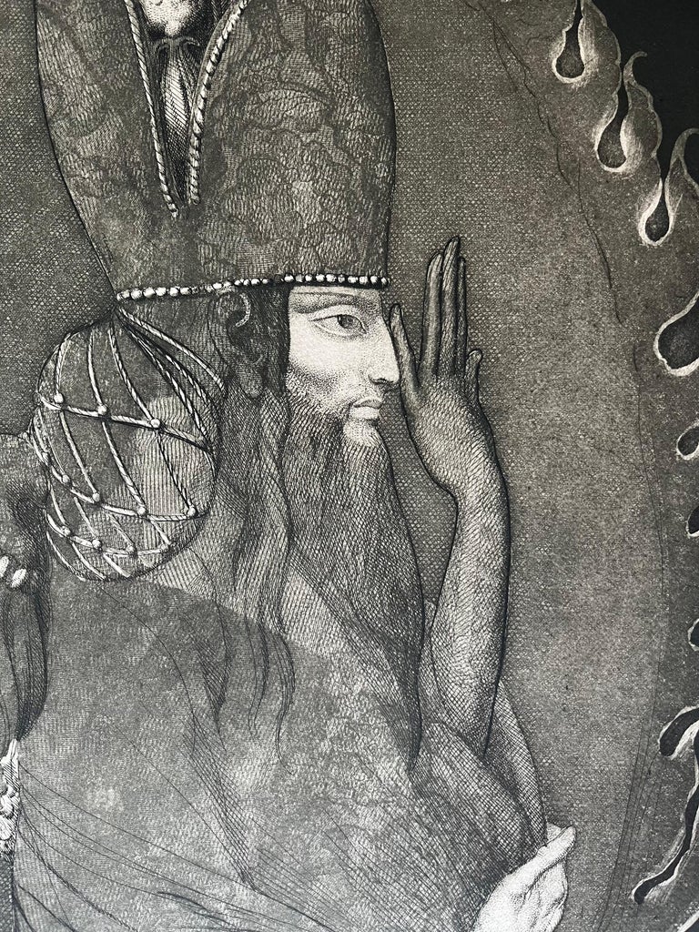 Ernst Fuchs - Engraving #2 by Ernst Fuchs: KABBALAH (SEFER YETSIRA and ...