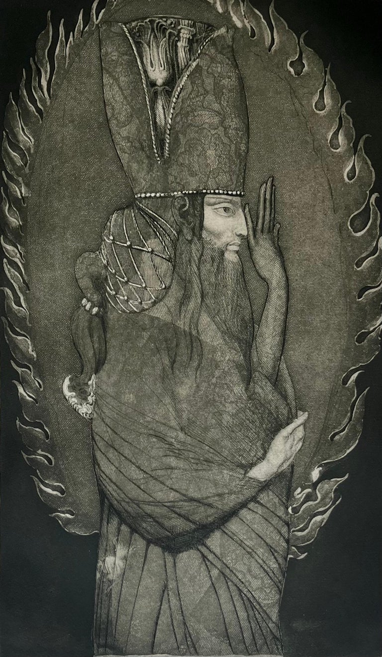 Ernst Fuchs - Engraving #2 by Ernst Fuchs: KABBALAH (SEFER YETSIRA and ...