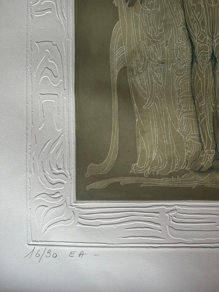 Ernst Fuchs - Engraving #3 by Ernst Fuchs: KABBALAH (SEFER YETSIRA and ...