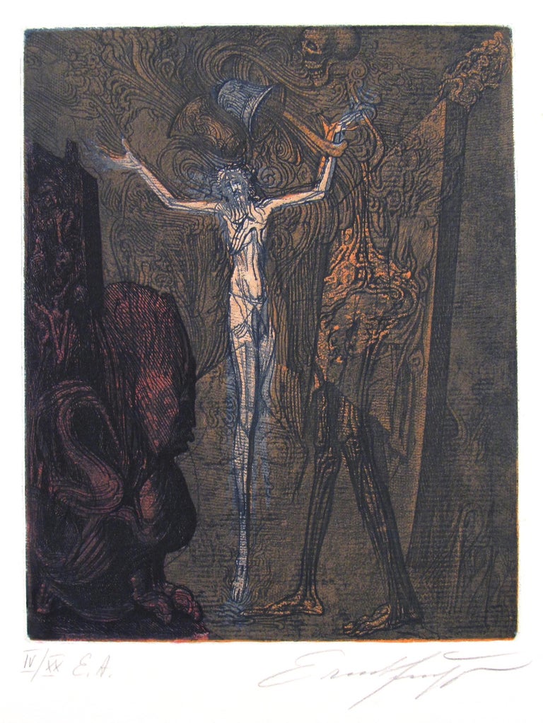 Ernst Fuchs - Jesus - Surreal Etching - 1970 's Vienna Fantastic ...